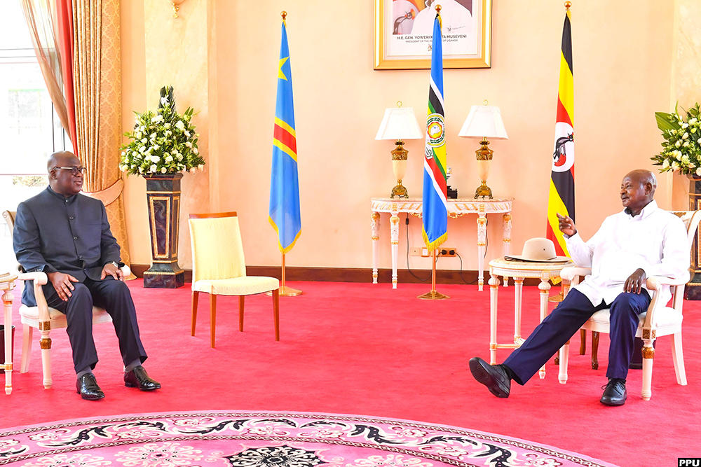 Museveni hosts private talks with DR Congo's Tshisekedi