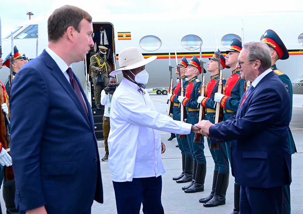 Museveni arrives in St Petersburg for Russia-Africa Summit