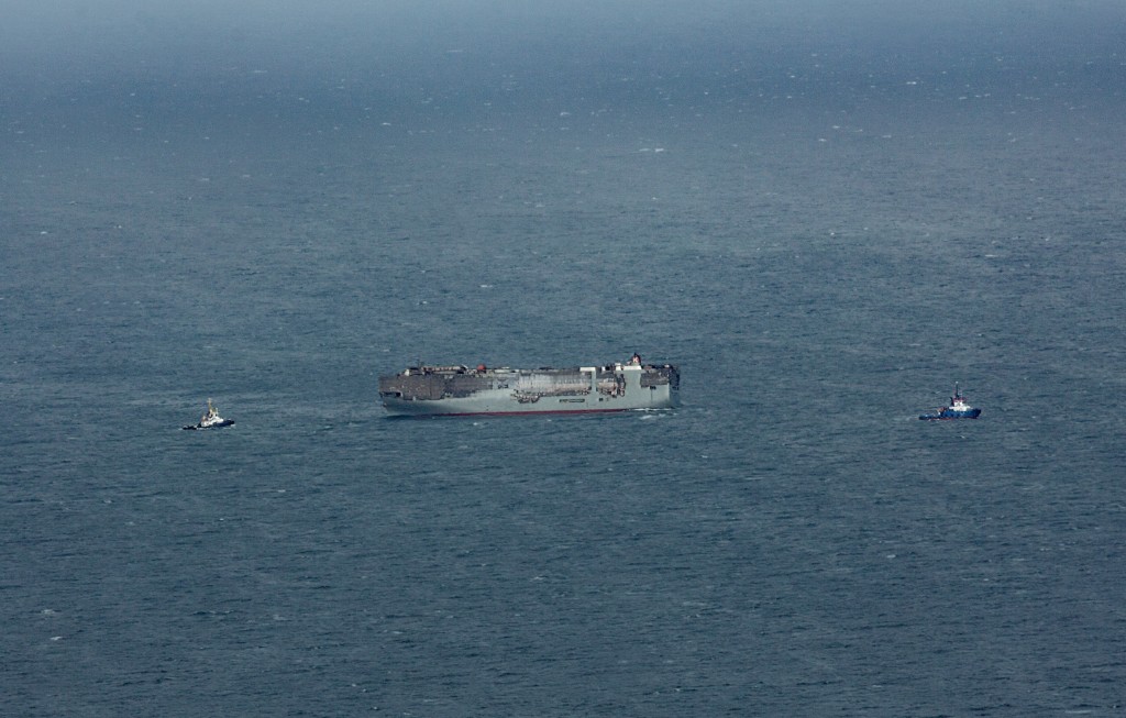 Towing begins of cargo ship ablaze off Dutch coast - New Vision Official