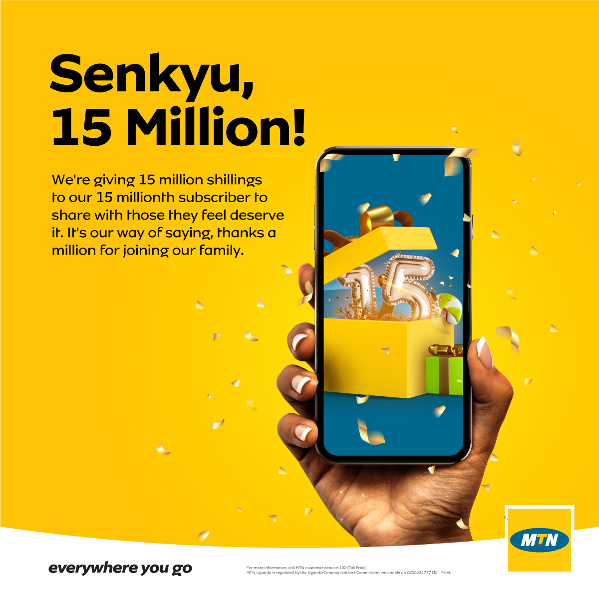 Business: MTN Uganda to give away UGX 15 million to its 15 m